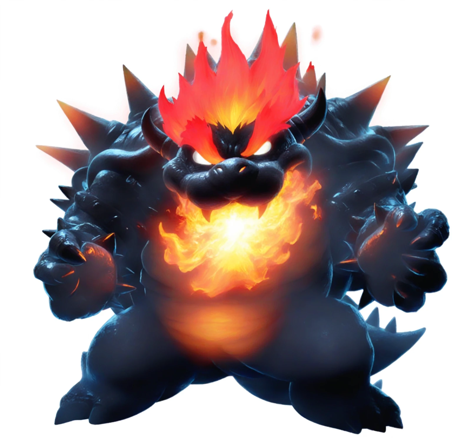 A close up of a cartoon character with a fire face, fire breathing ...