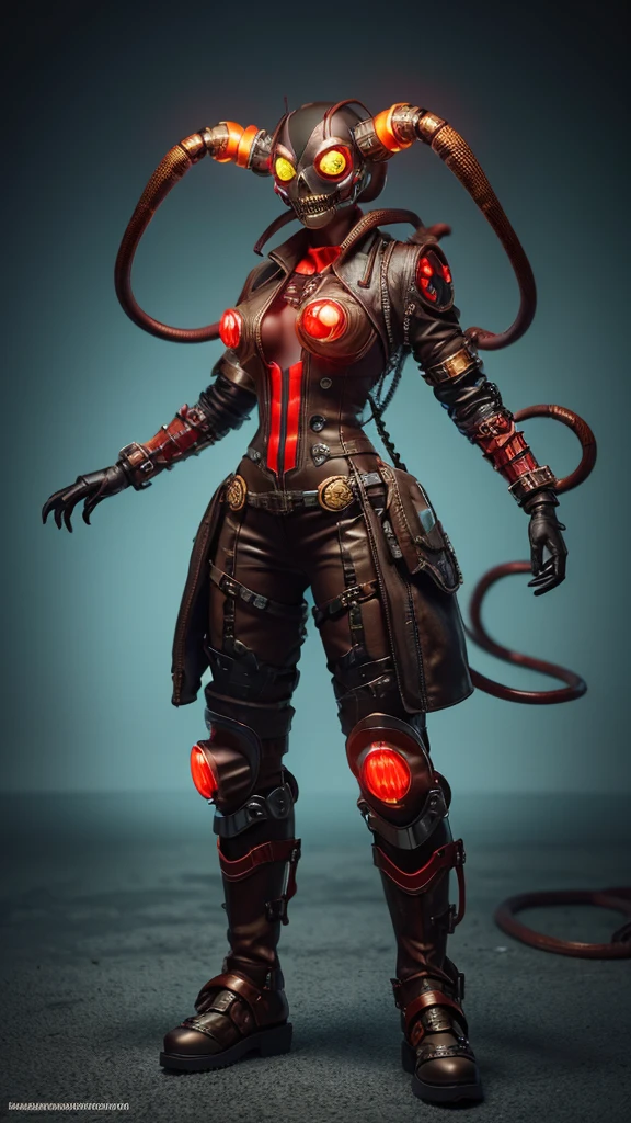 3D rendering, toy, steampunk style, tarantula, skull head, countless ...