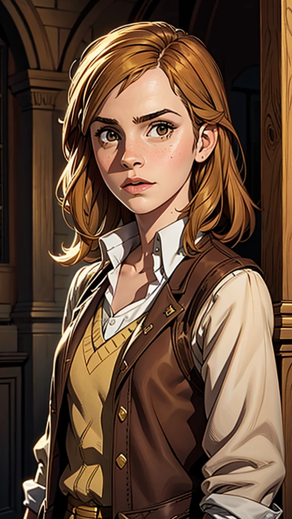 A girl, Emma Watson plays Hermione, Emma Watson's face close - SeaArt AI