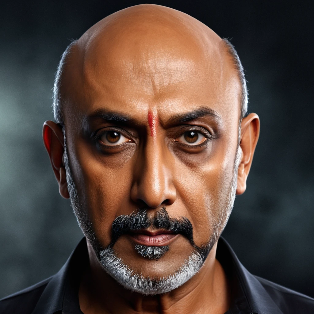 Create a portrait of actor sathyaraj as super villain, detailed cg ...