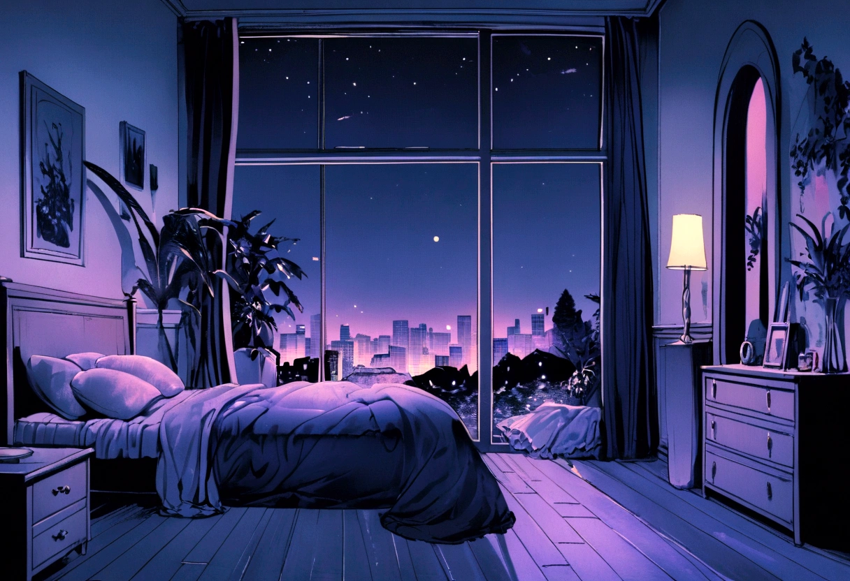 A bedroom in a rental house，The windows are broken，Simple room - SeaArt AI