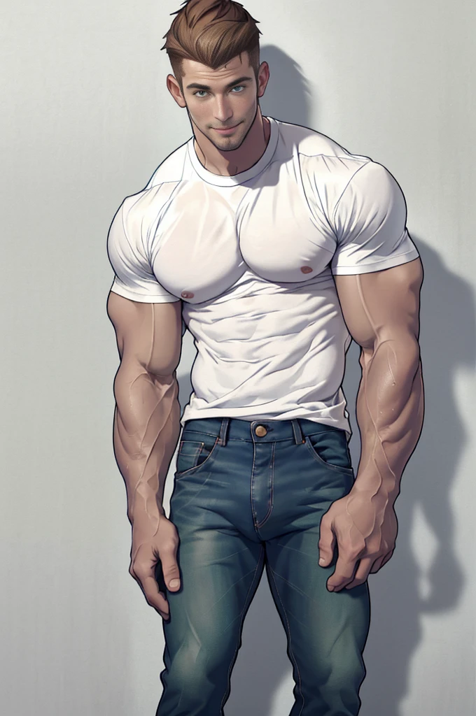 Clear background、A handsome tall man standing, He is 28 years old ...