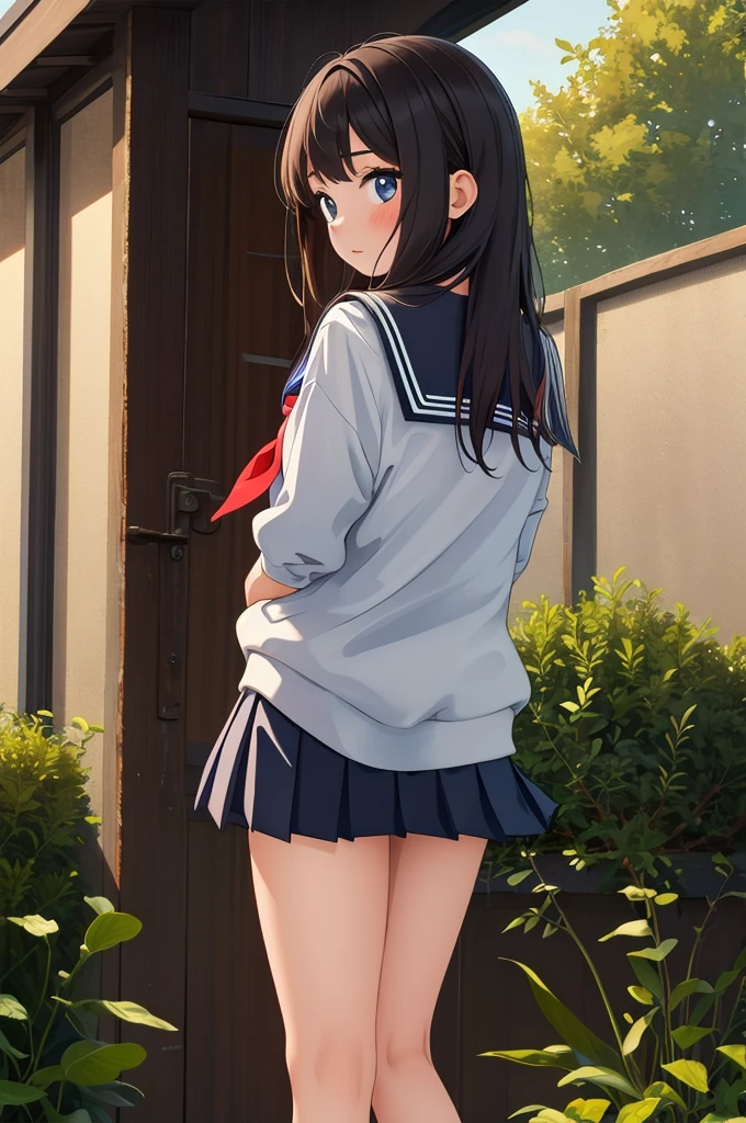 Masterpiece,best quality,1girl, school girl taking a pee, highly ...