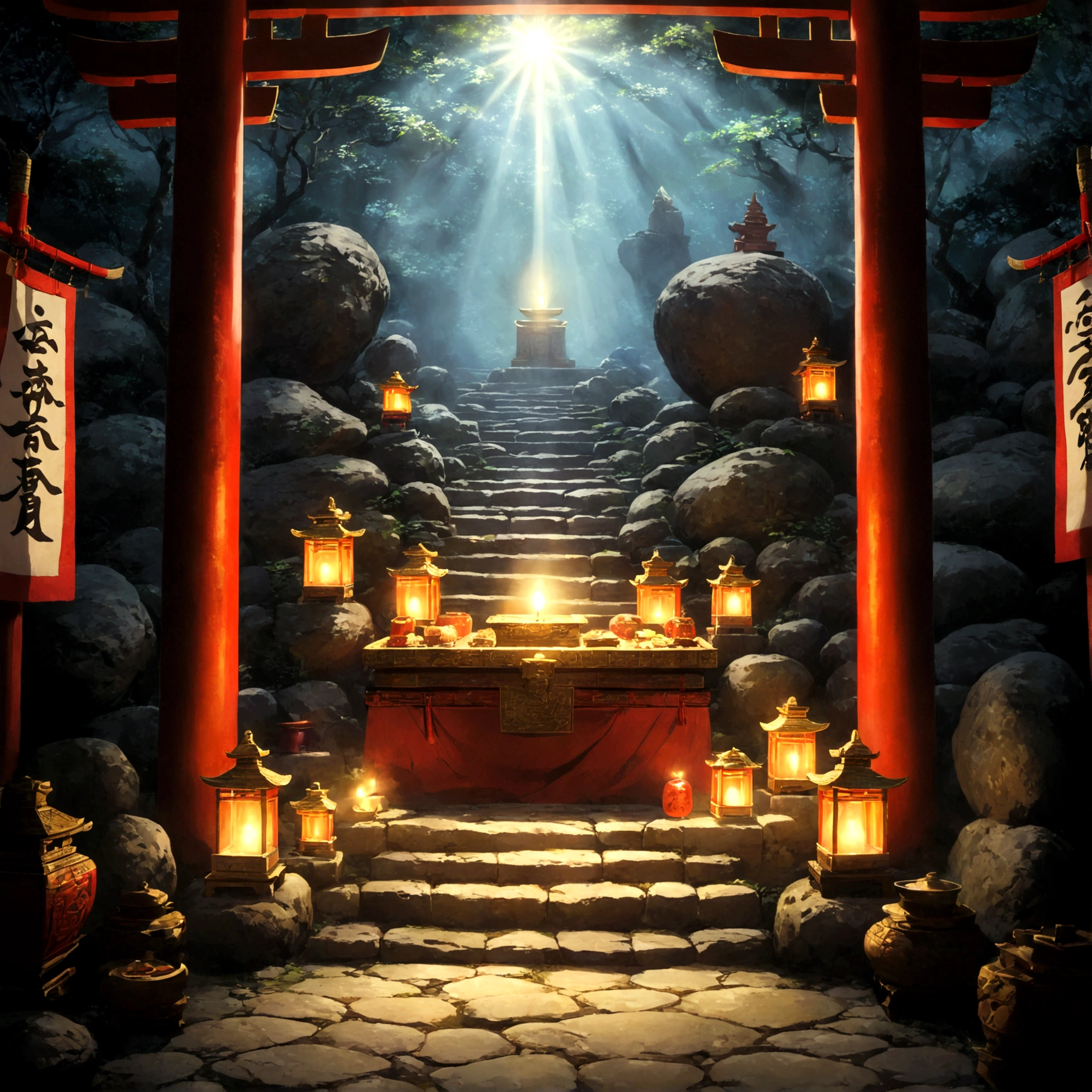 Beautiful game world,Fantasy,Furai no Shiren,shrine,underground altar ...