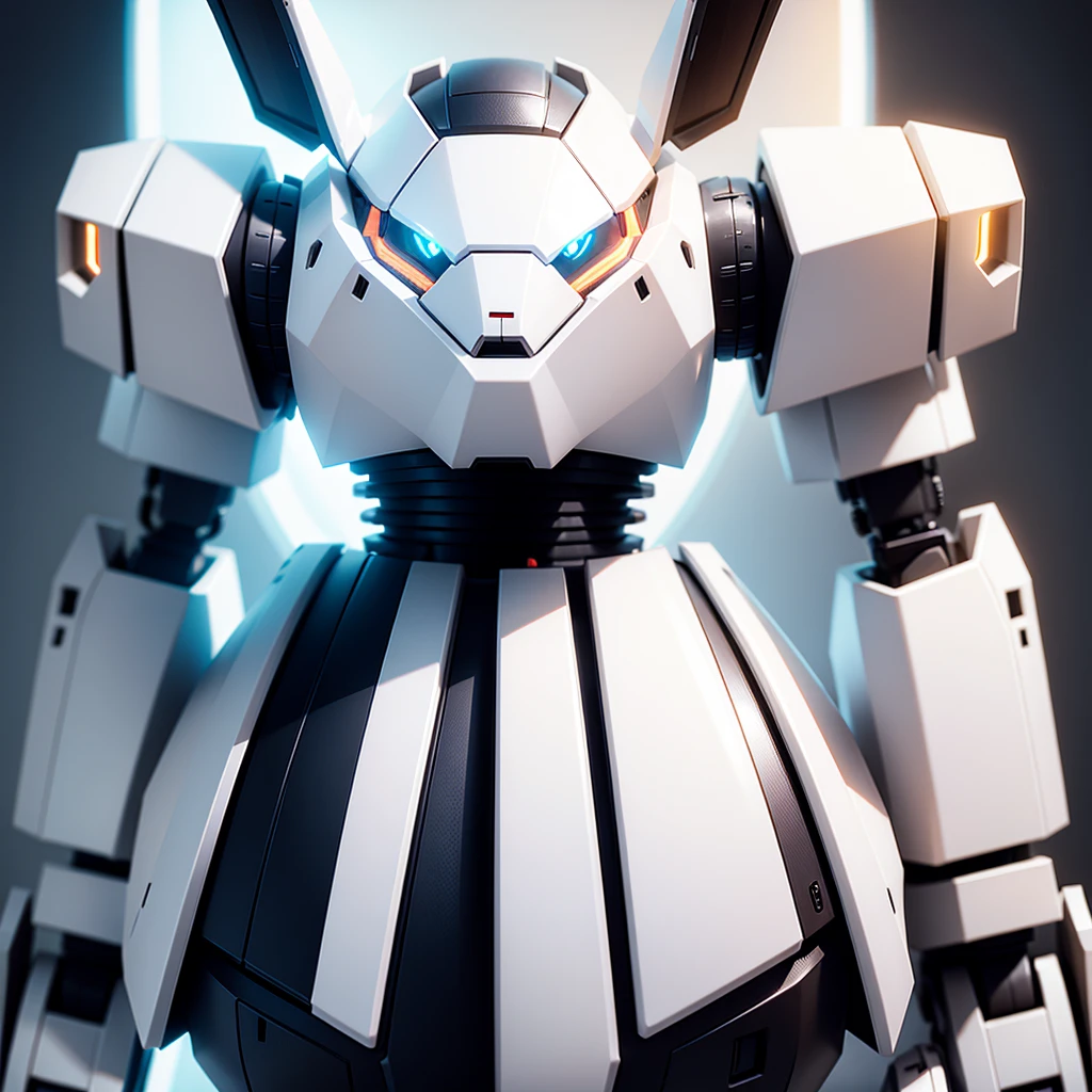 Robot rabbit, White color, front portrait photo style, - SeaArt AI