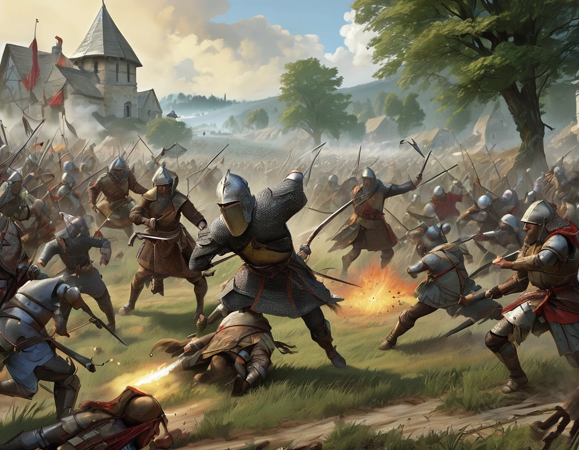 Battlefield, various creatures, massacre, war, medieval, humanoid ...