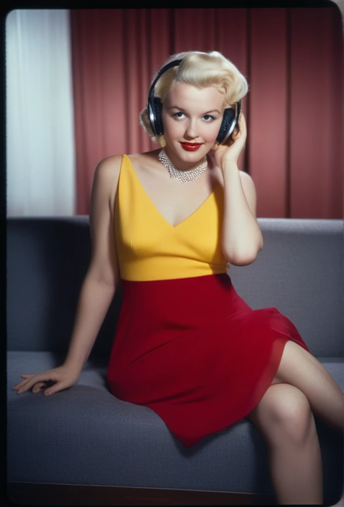 Character imitating Marilyn Monroe. Yellow, half-black hair, female ...