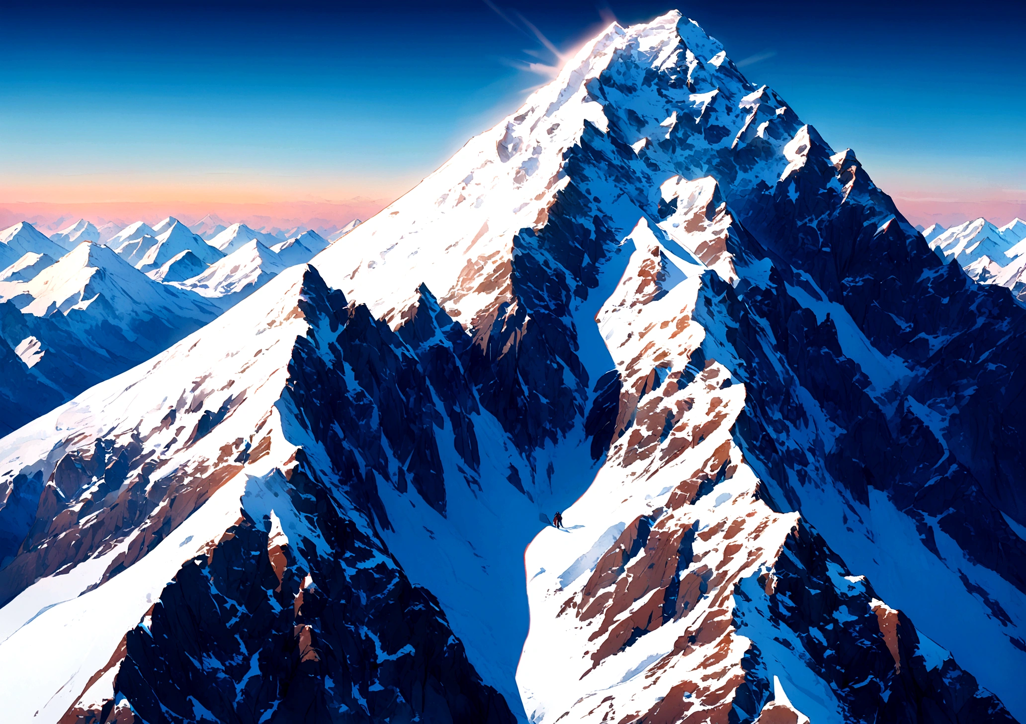 Mount everest with a climber climbing it - SeaArt AI
