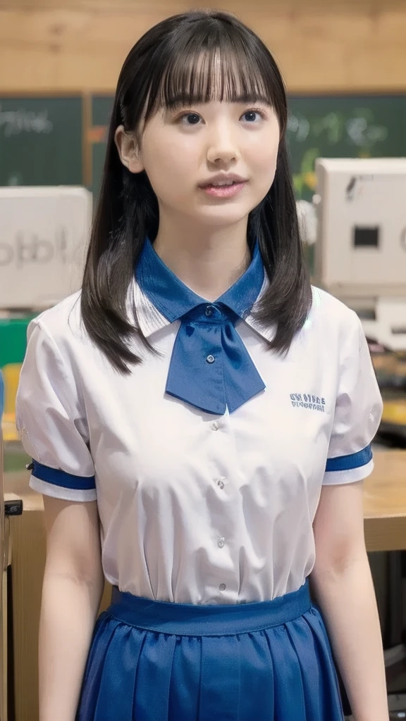 Slender girl, (make up:1.1), (ニットセーター:1.2), middle breasts, at school ...