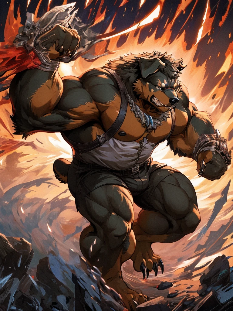 Furry, (((rottweiler))), (((fusion with wolf))), wolf claws, beastman ...