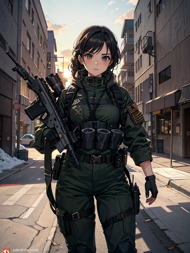 Tacticool, military girl, looking off into the sunset, full military ...