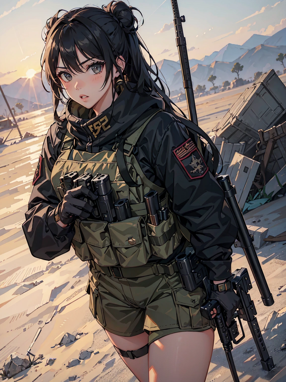 Tacticool, military girl, looking off into the sunset, full military ...