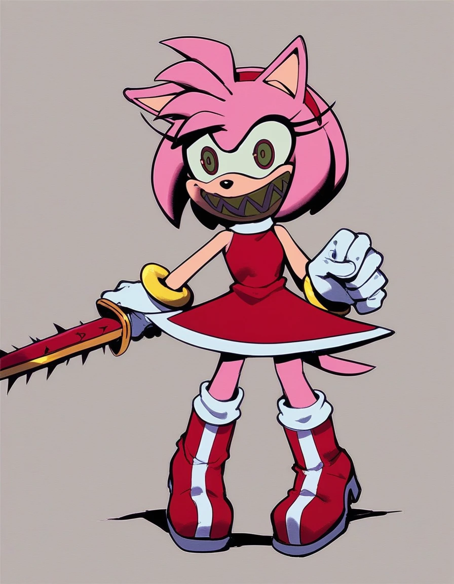 Posessed_amy, 1girl, solo, smile, open mouth, simple background - SeaArt AI