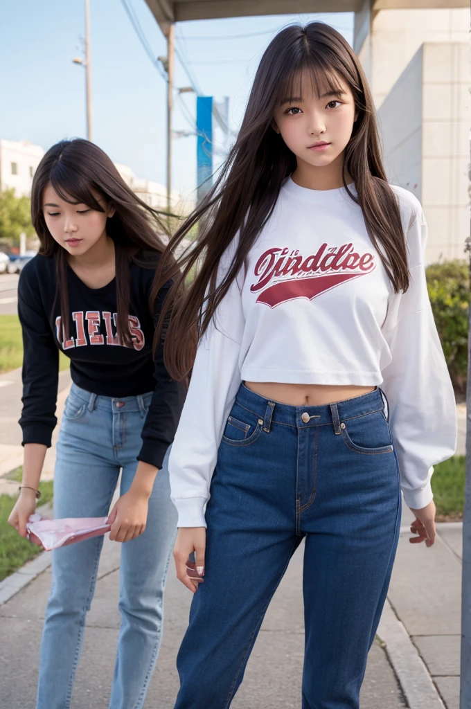 High school girls Peeing out of pants tide Beauty - SeaArt AI