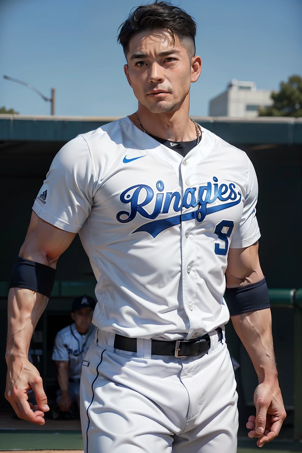 Arafed baseball player in uniform standing on a baseball field - SeaArt AI