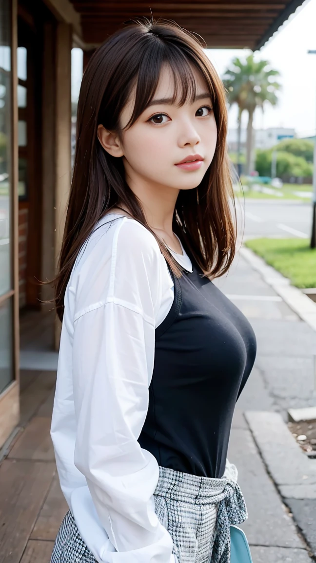 NSFW，(highest quality、8k），Big breast beauty，Medium brown hair with ...