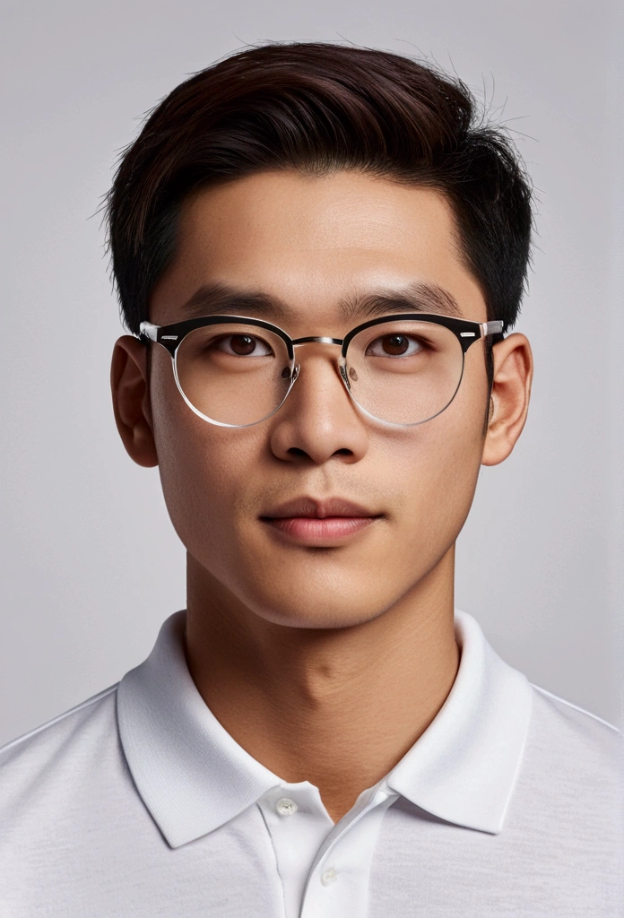 Cartoon man with clear glasses and wearing a white long sleeve polo ...