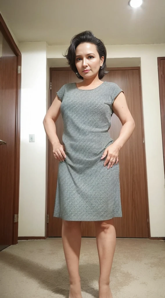 Two pretty 38 year old women, standing comfortably at home, - SeaArt AI