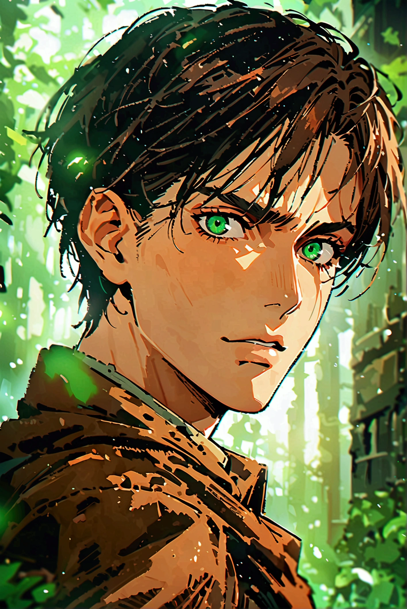 Handsome man in his 20s with long brown hair（1 male,Ellen Yeager ...