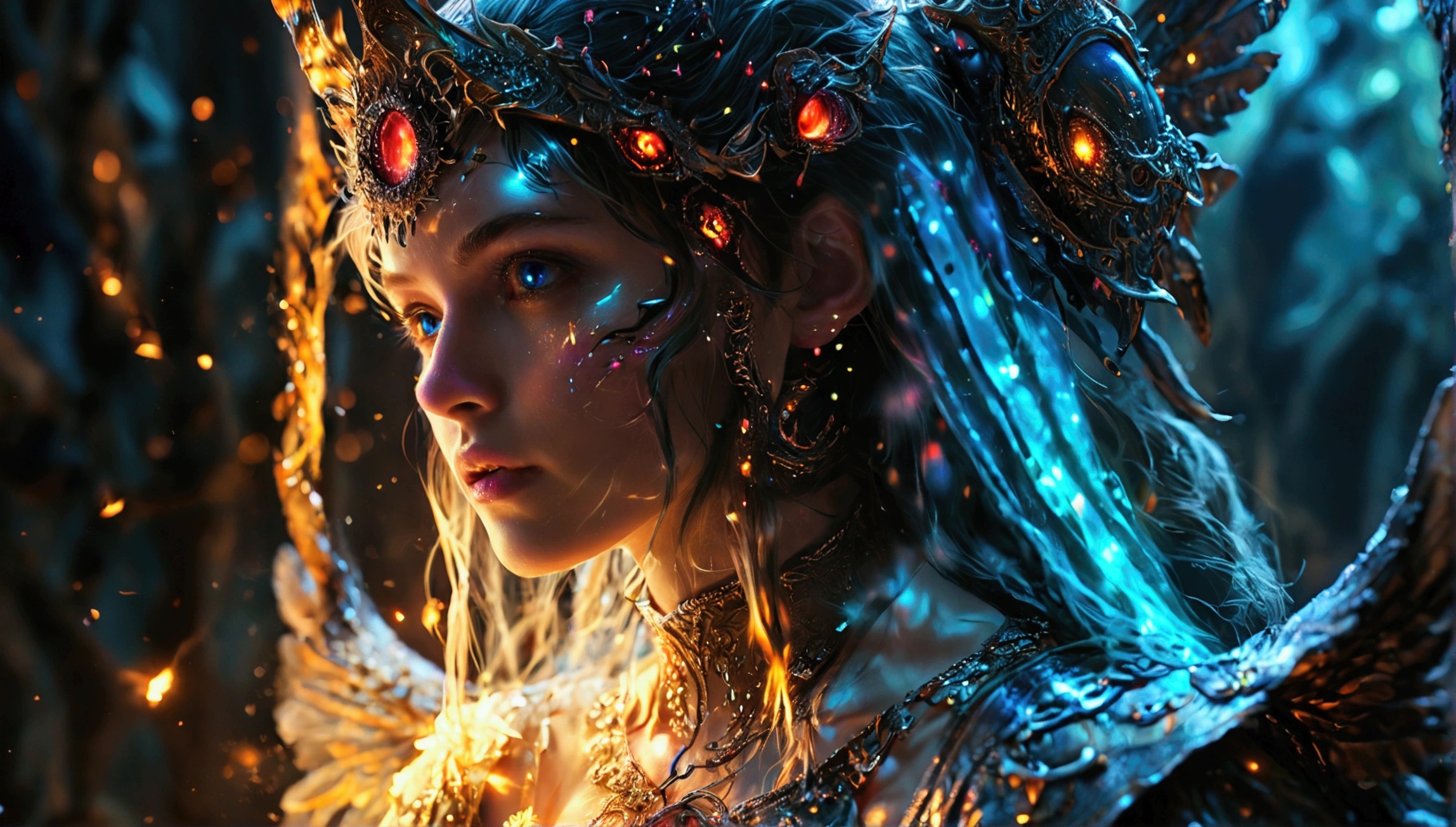 Space Fallen Angel, Glowing eyes, biology, crawl, crawl, Nightmare ...