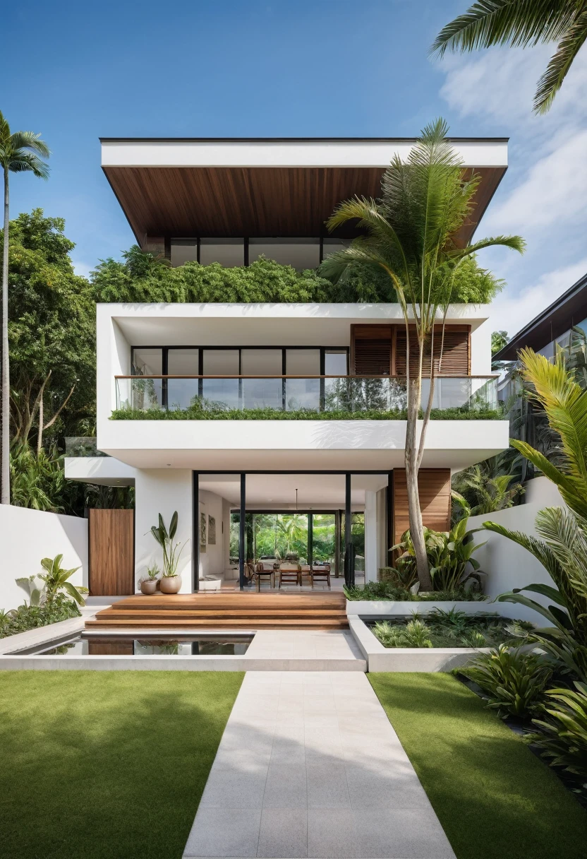 A hyper-realistic image of a modern house with a minimalist design ...