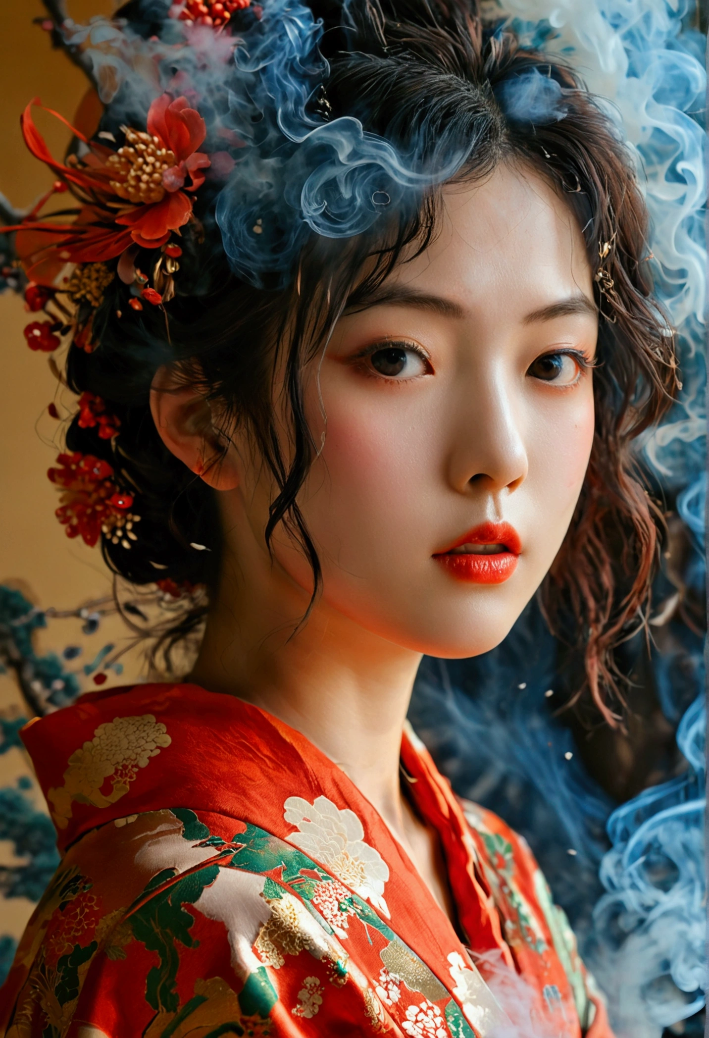 Highest quality, Hokusai's Style, Ukiyo-e, woman,smoke tube - SeaArt AI