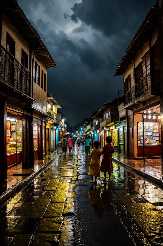 A large landscape of Bengali house surrounded by so many shops in the ...