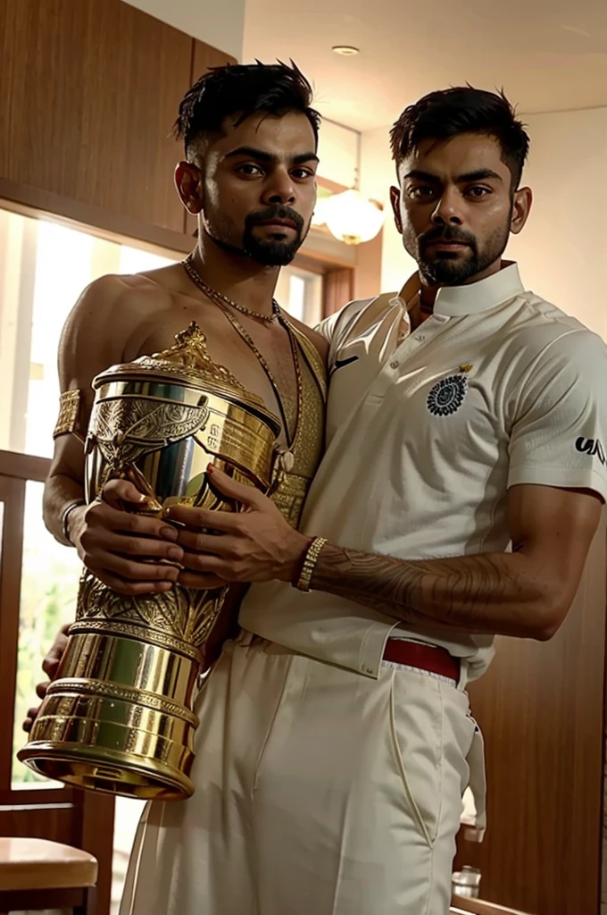 Virat Kohli lifting ipl trophy 2025 - SeaArt AI