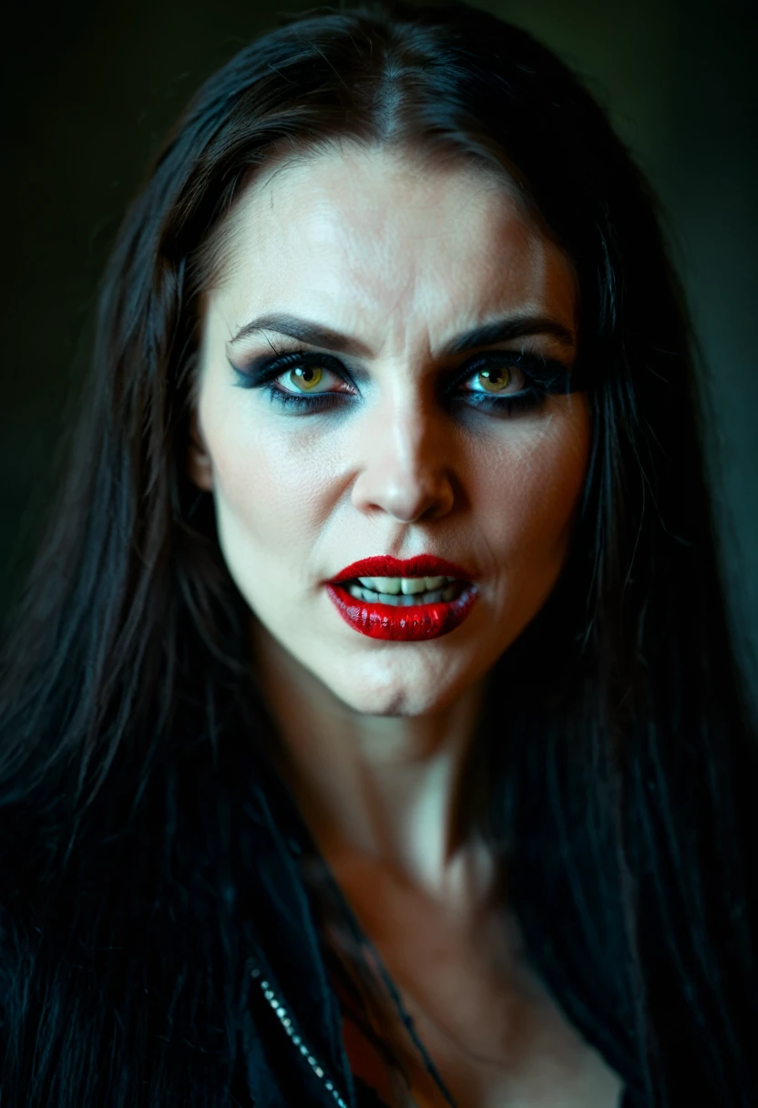 Close-up portrait of an evil slavic woman vampire model styled by ...