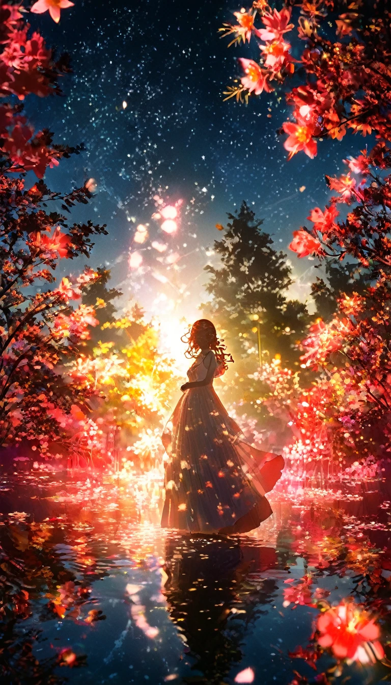 Ray Tracing Styles, A beautiful white woman in a long dress、Standing on ...