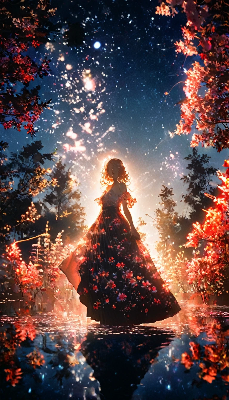 Ray Tracing Styles, A beautiful white woman in a long dress、Standing on ...