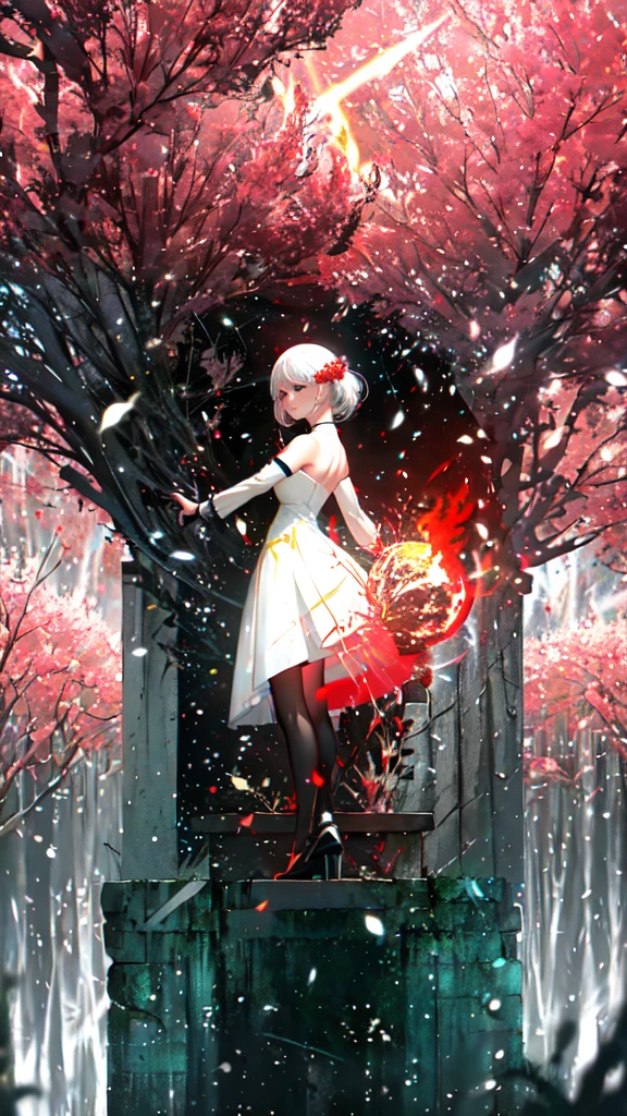 Ray Tracing Styles, A beautiful white woman in a long dress、Standing on ...