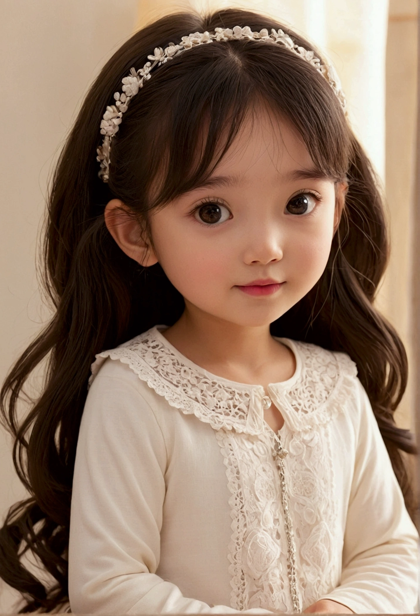 child, pale skin, black hair and dresses like it was in 1885 - SeaArt AI