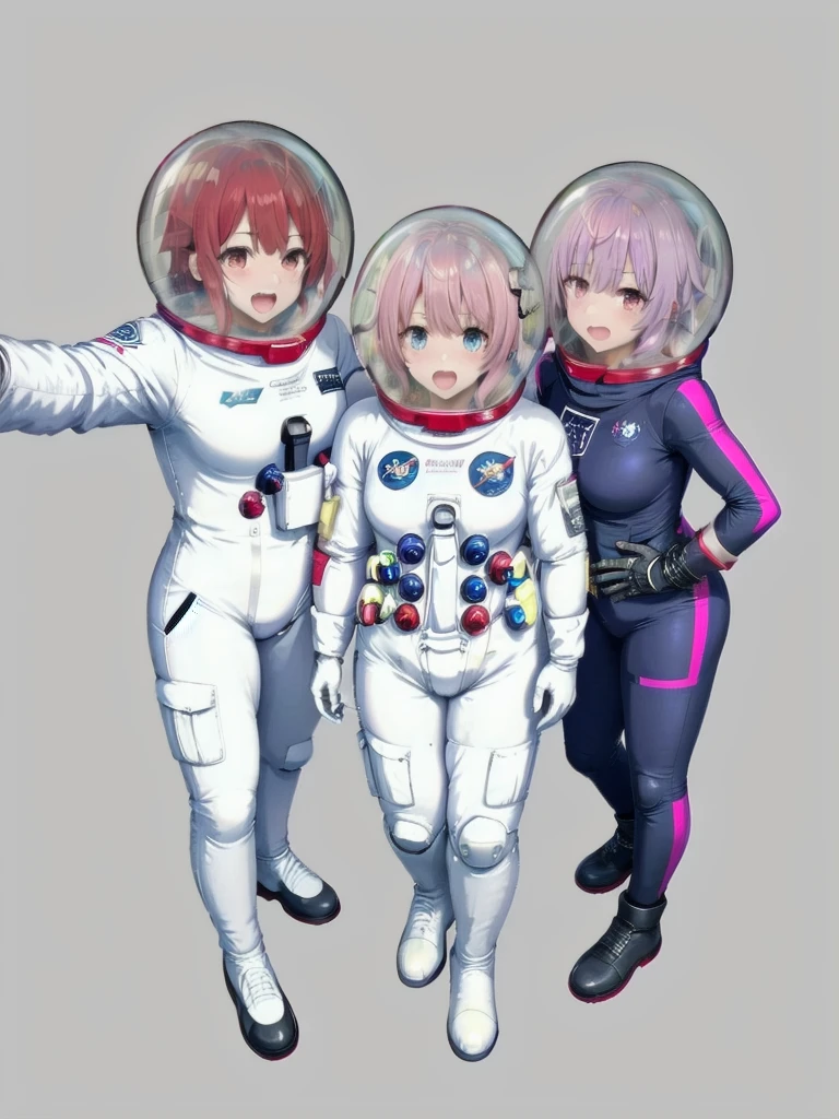 Eva helm, spacesuit , astronaut), from above, pink hair, bubble helmet ...