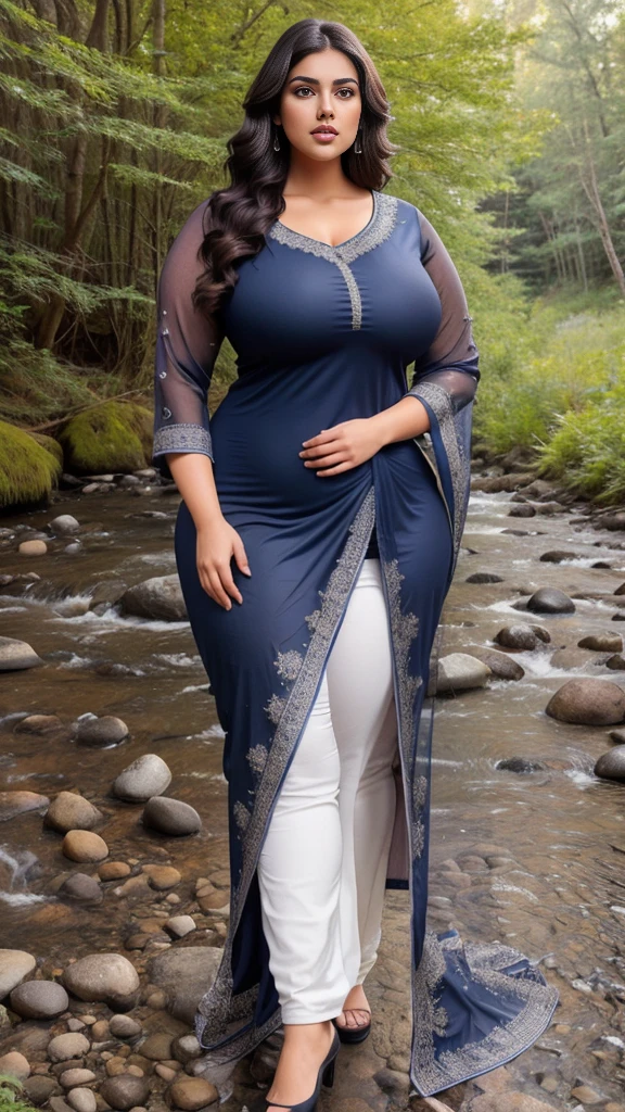A hyper-realistic full body view photo of a young curvy plus size ...