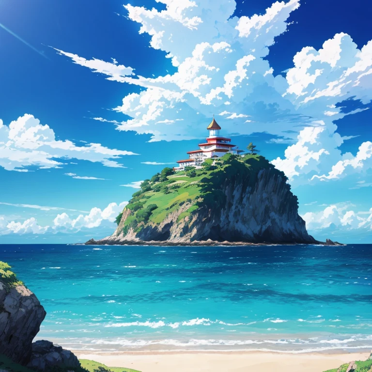Anime style graphics, anime style color, a landscape where there is ...