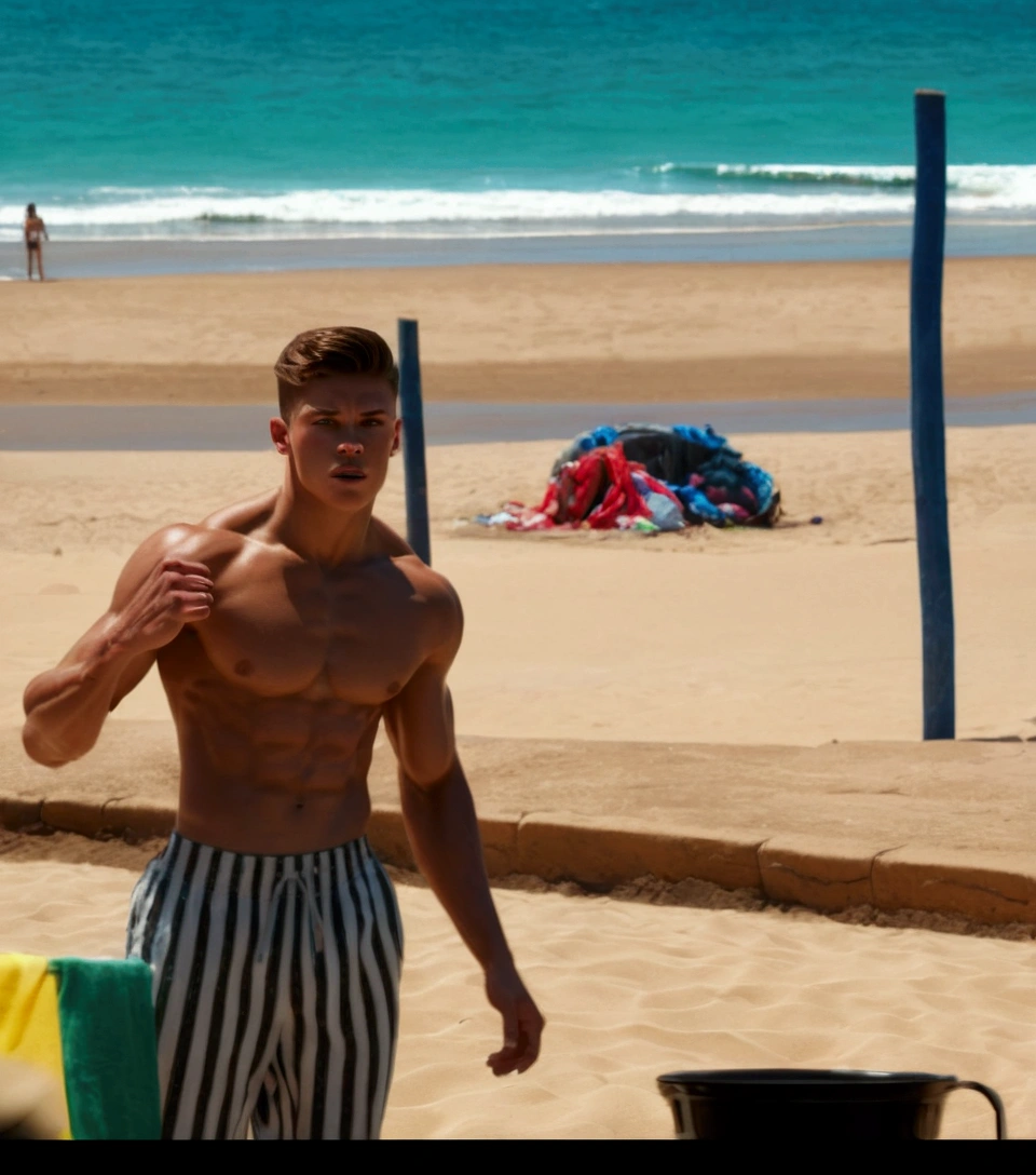 Muscular teen boy athlete, ripped, in focus, 8 pack abs, slim - SeaArt AI