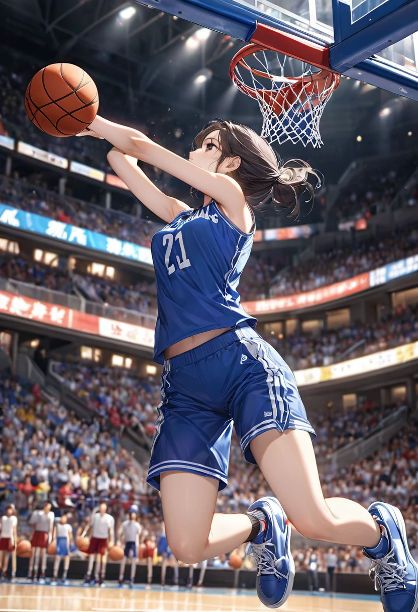 ((Female Basketball Player))、Young and beautiful girl、美しい顔のdetailedな描写 ...
