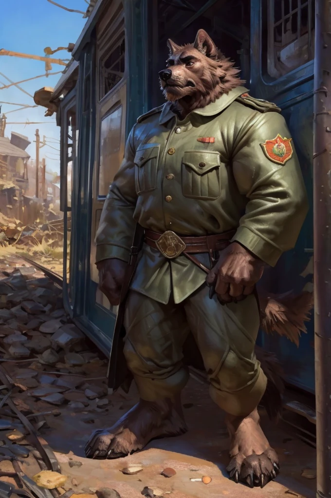 By Taran Fiddler, one man, anthro canine (irish wolfhound), brown fur ...