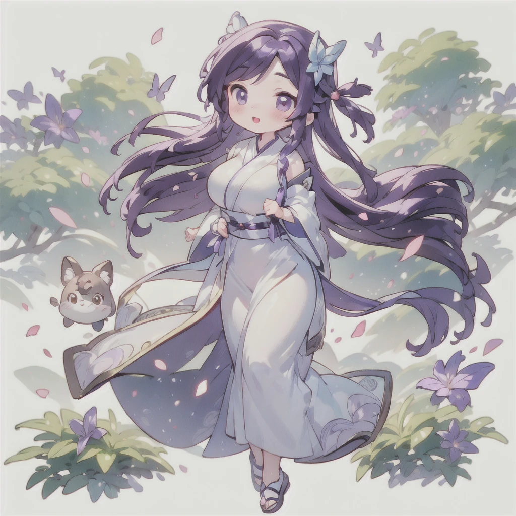 Best quality, Cute light-skinned baby chibi anime, Long purple hair ...