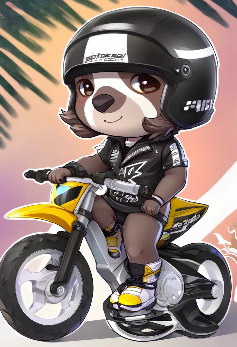Animal chibi sloth sport biker - SeaArt AI