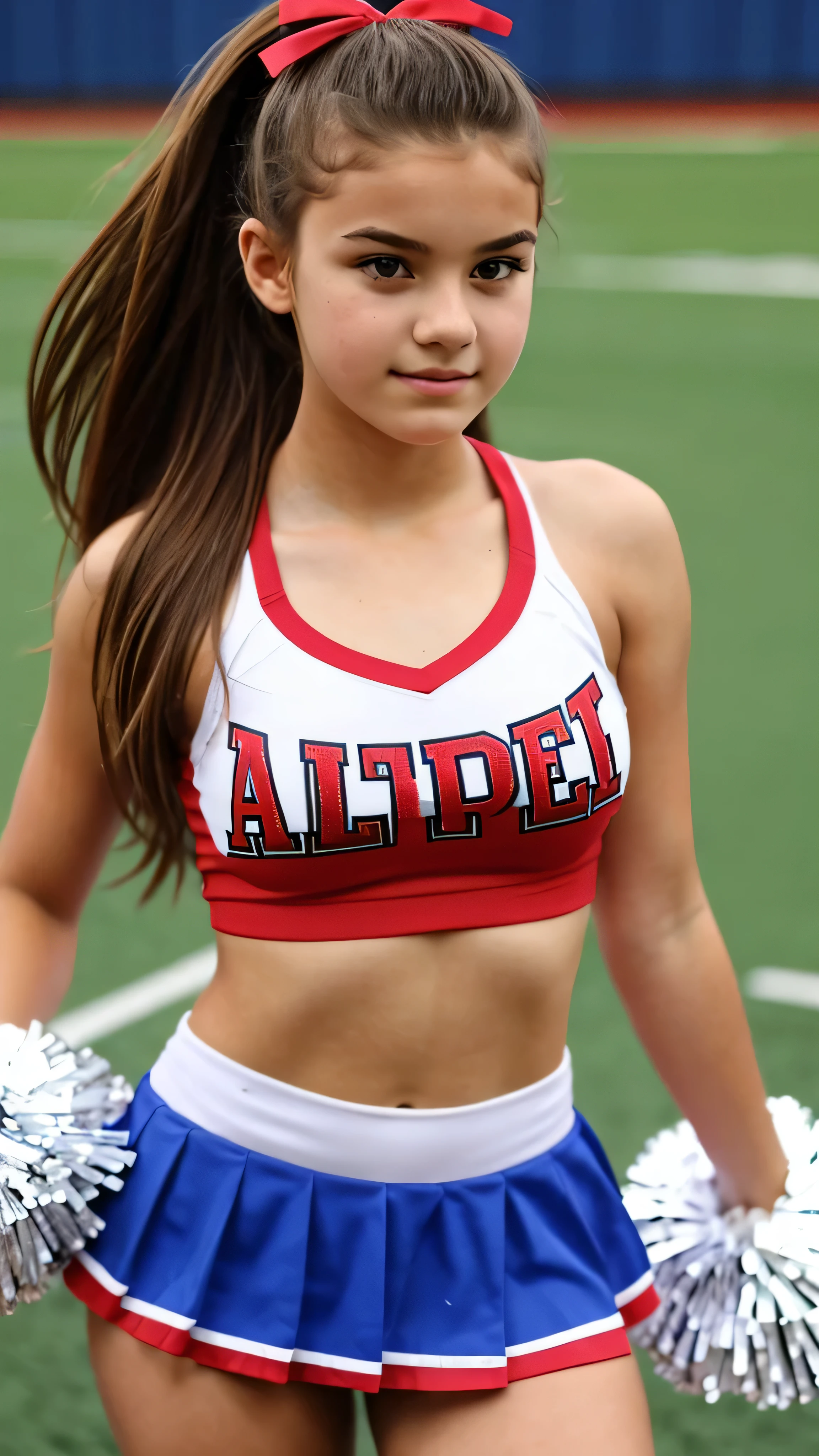 A close up of a young girl in a cheerleader outfit - SeaArt AI