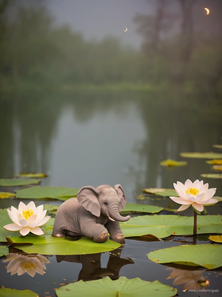 A cute 3D animation of a baby elephant unconsciously resting with a ...