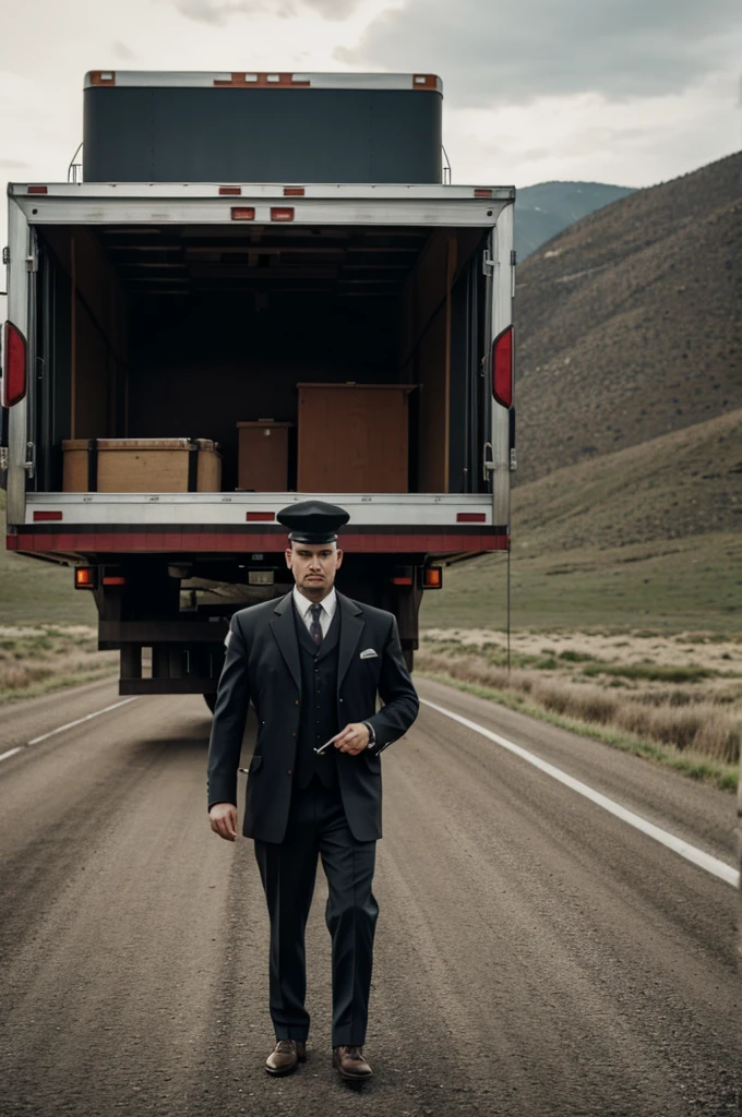 Conductor, truck, trailer, cap - SeaArt AI