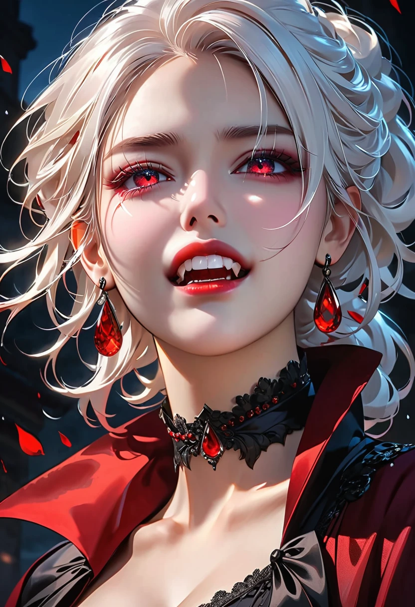 Aa portrait of vampire with a bloody tear coming down from he eye ...
