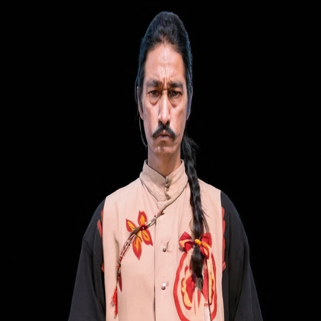 Face of angry American Indian man with little mustache - SeaArt AI