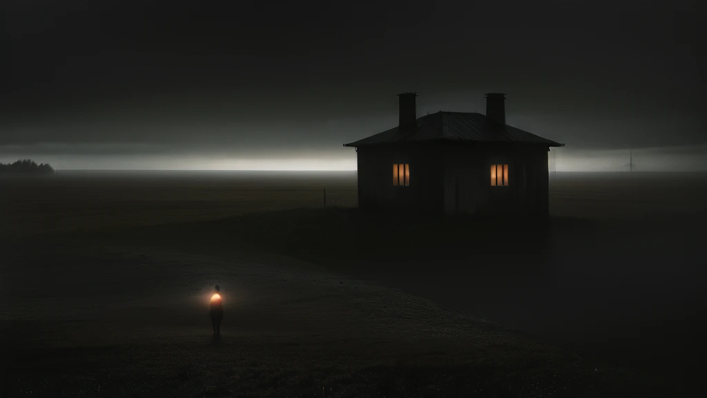 realistic image taken from a dark nightmare that reflects loneliness ...