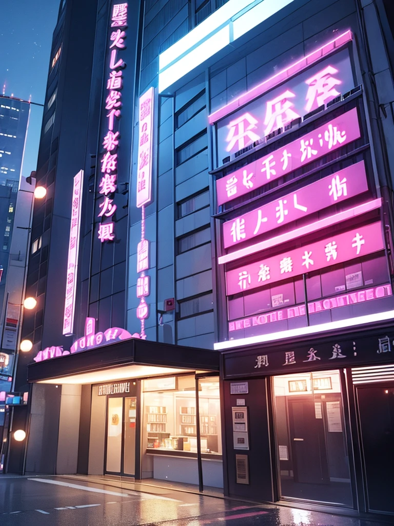 Love hotel building exterior Mysterious pink sign Night Neon sign ...