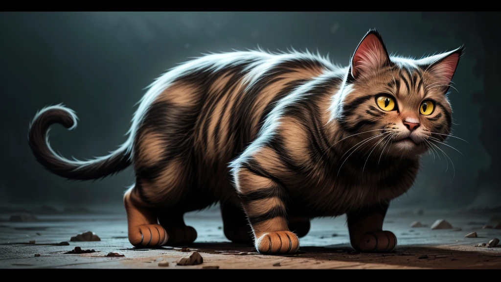 A huge cat, a shapeshifting cat, startling the villagers,(best quality ...
