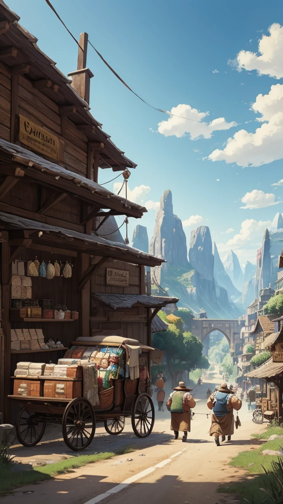 Game banner, a group of fat merchants on the road, next to the ...